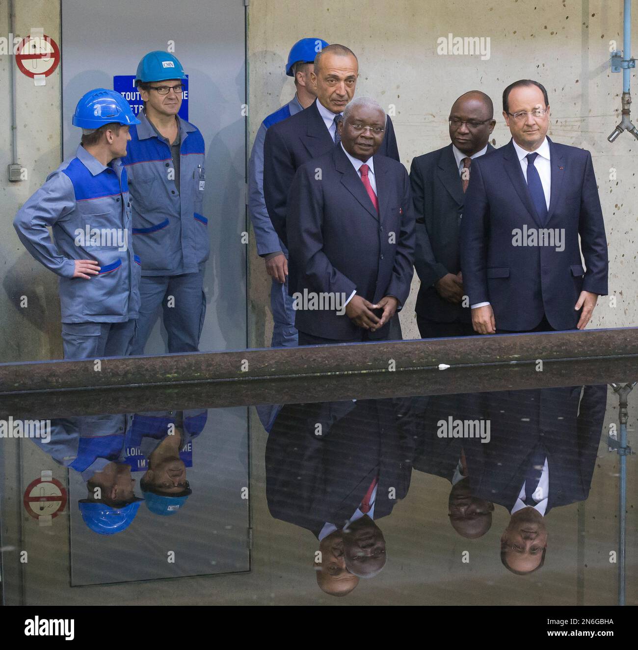 Mozambique's President Armando Guebuza, center, stands with France's ...