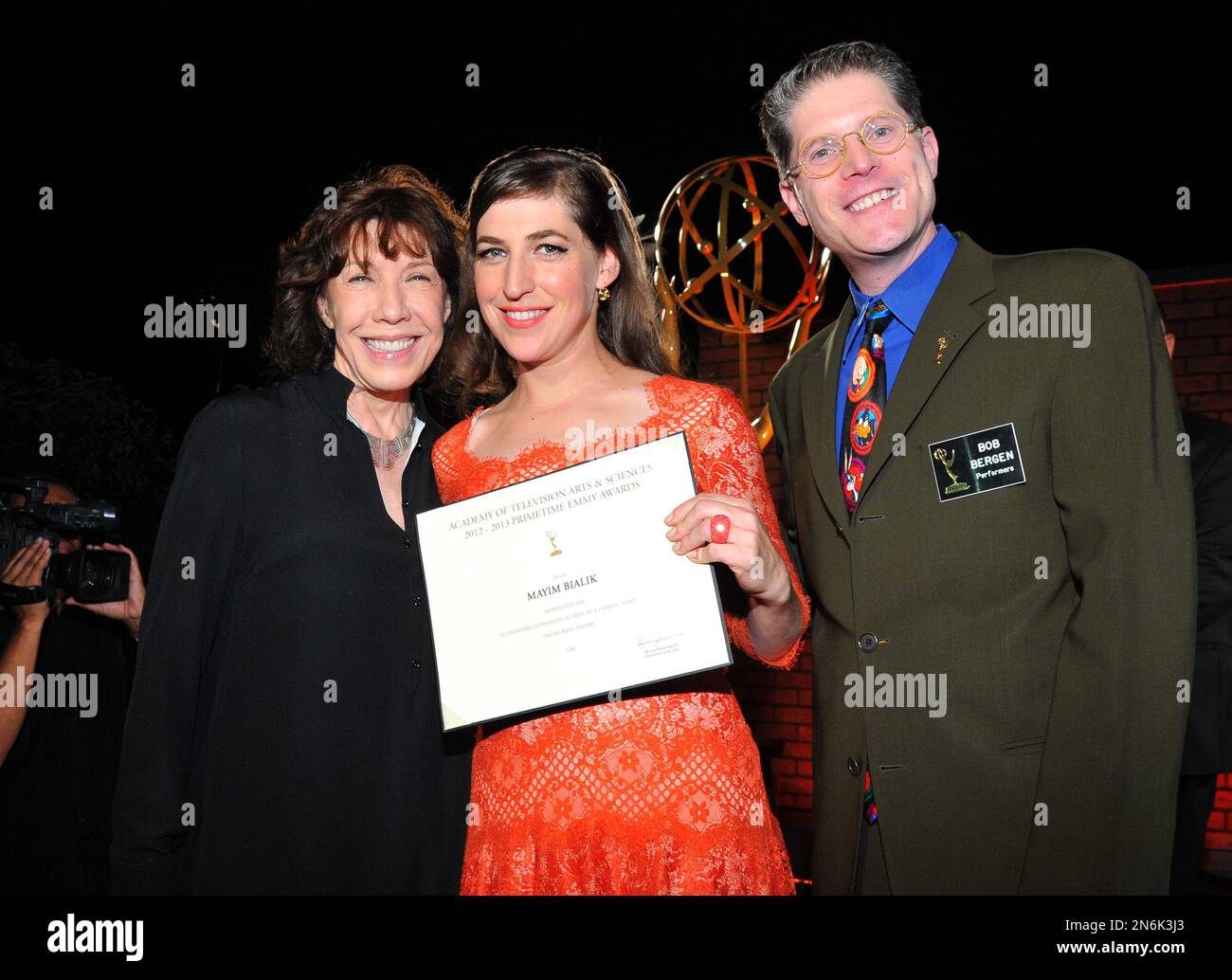 EXCLUSIVE - From left, Lily Tomlin, nominee Mayim Bialik and Bob Bergen ...
