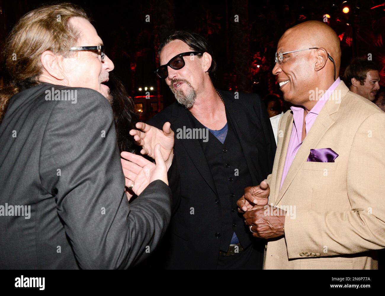 From left to right, show creator Kurt Sutter, actor Tommy Flanagan, and director Paris Barclay ...