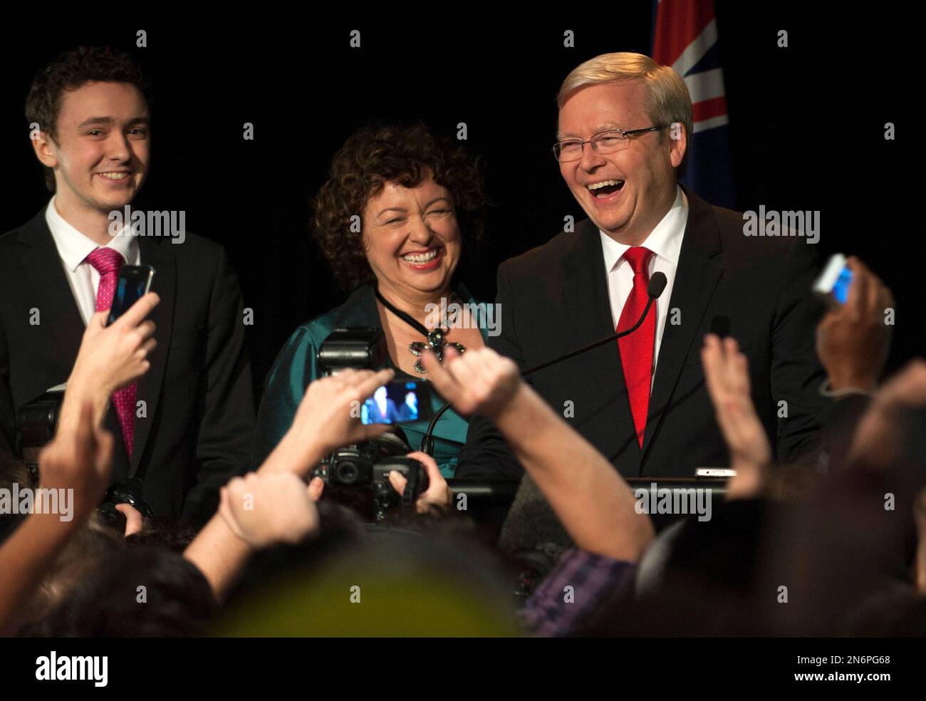 Australian Prime Minister Kevin Rudd, right, with his wife Therese Rein ...