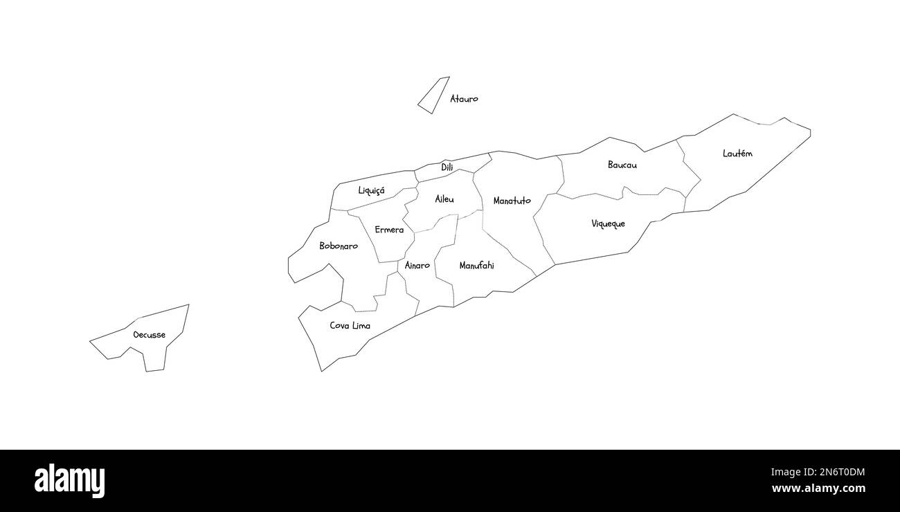 Politische Karte der Verwaltungsbezirke Osttimor - Gemeinden und ...