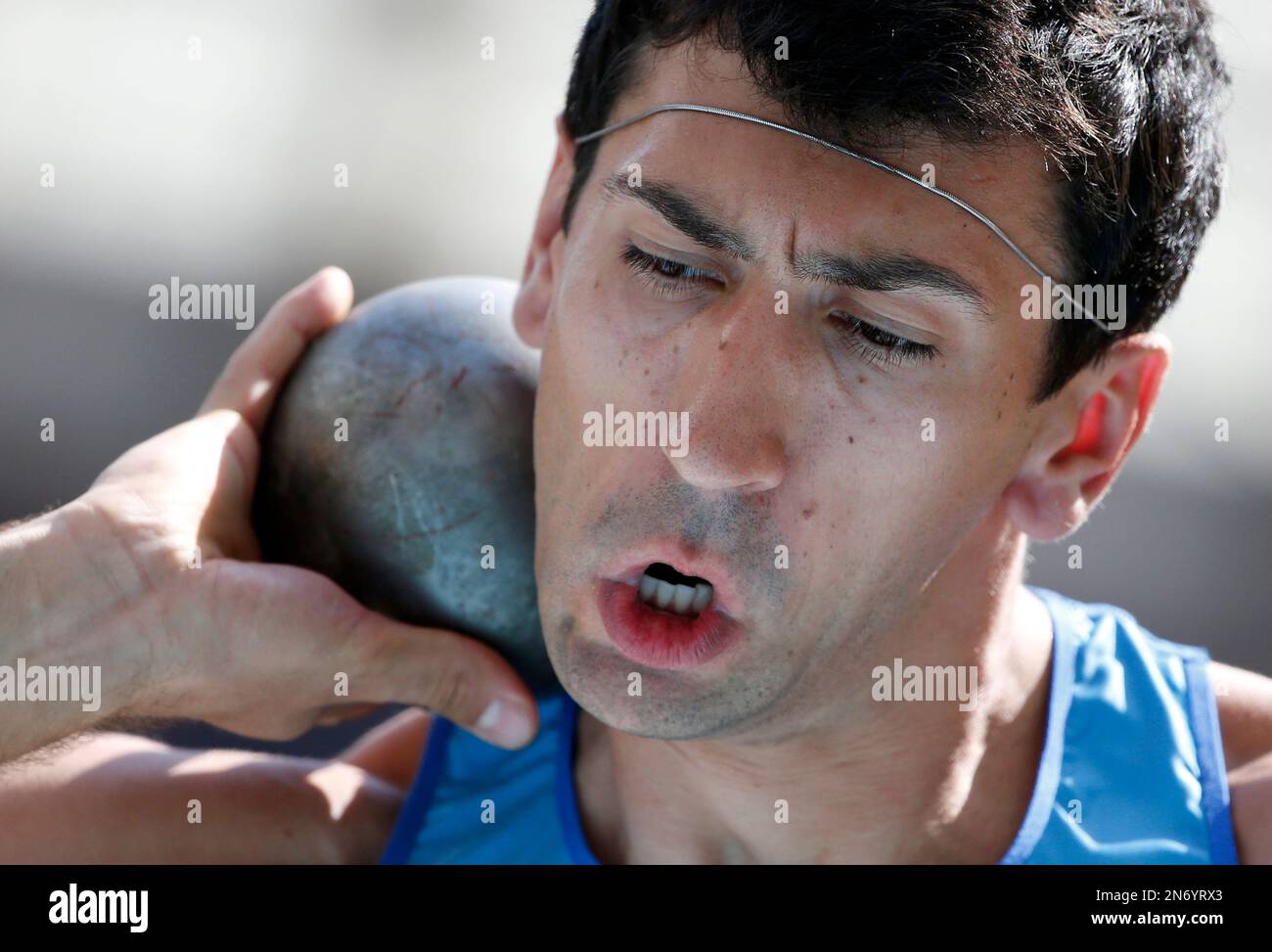 Ukraine's Oleksiy Kasyanov competes in the men's shot put of the ...