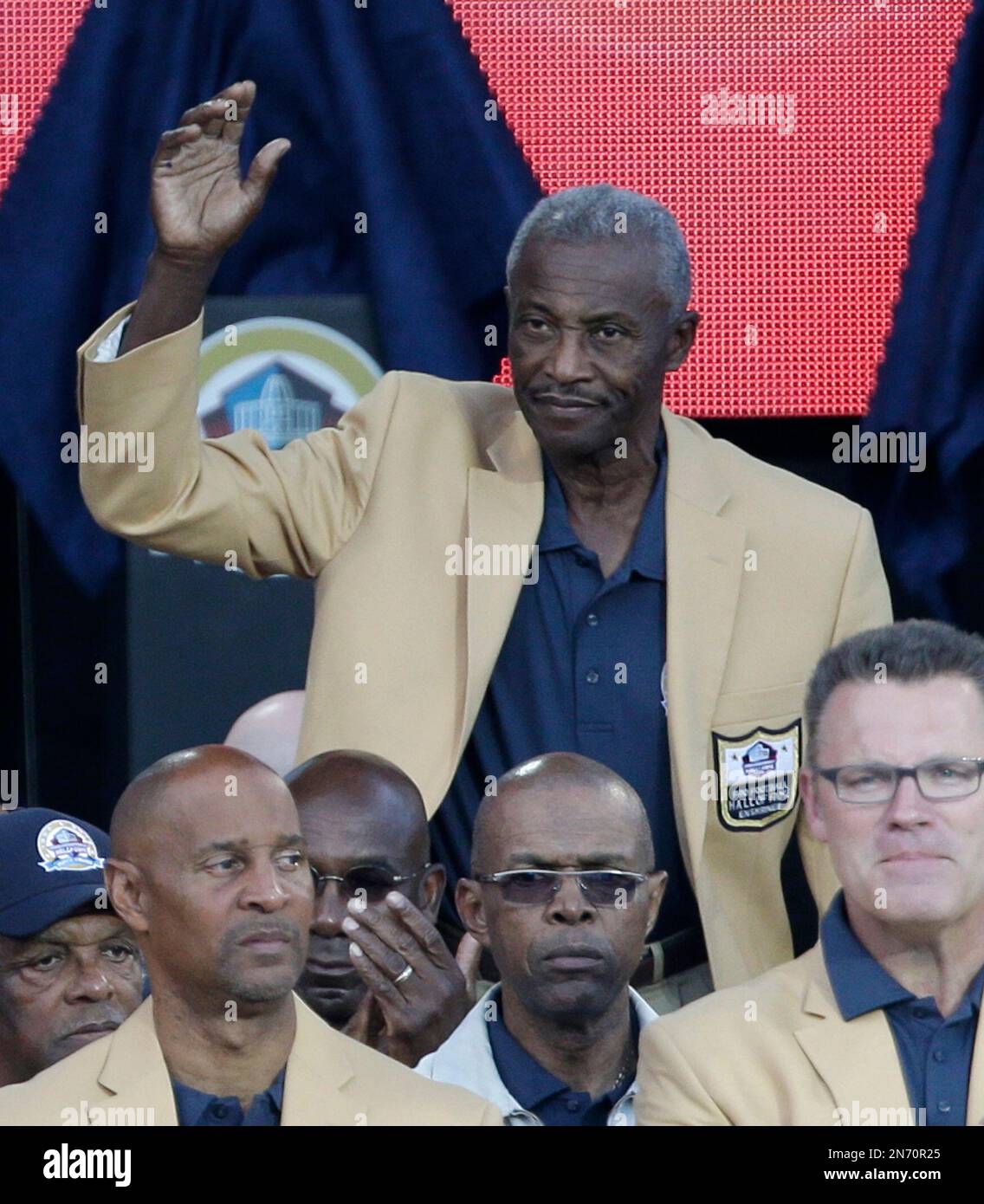Former NFL football player Paul Warfield is introduced during the ...