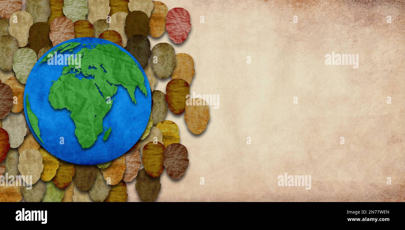 Papierausschnitt Fläche einer vielfältigen Kultur in der Welt zusammen ...