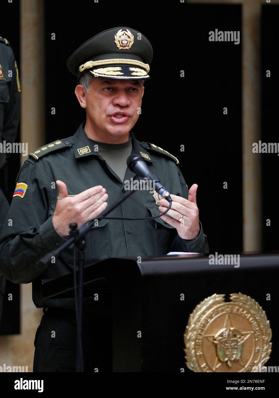 Colombia's National Police Chief Gen. Jose Roberto Leon Riano talks to ...