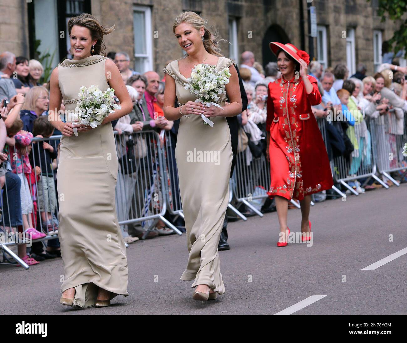Lady Katie Valentine, left, and Chelsy Davy, right, arrive at the ...