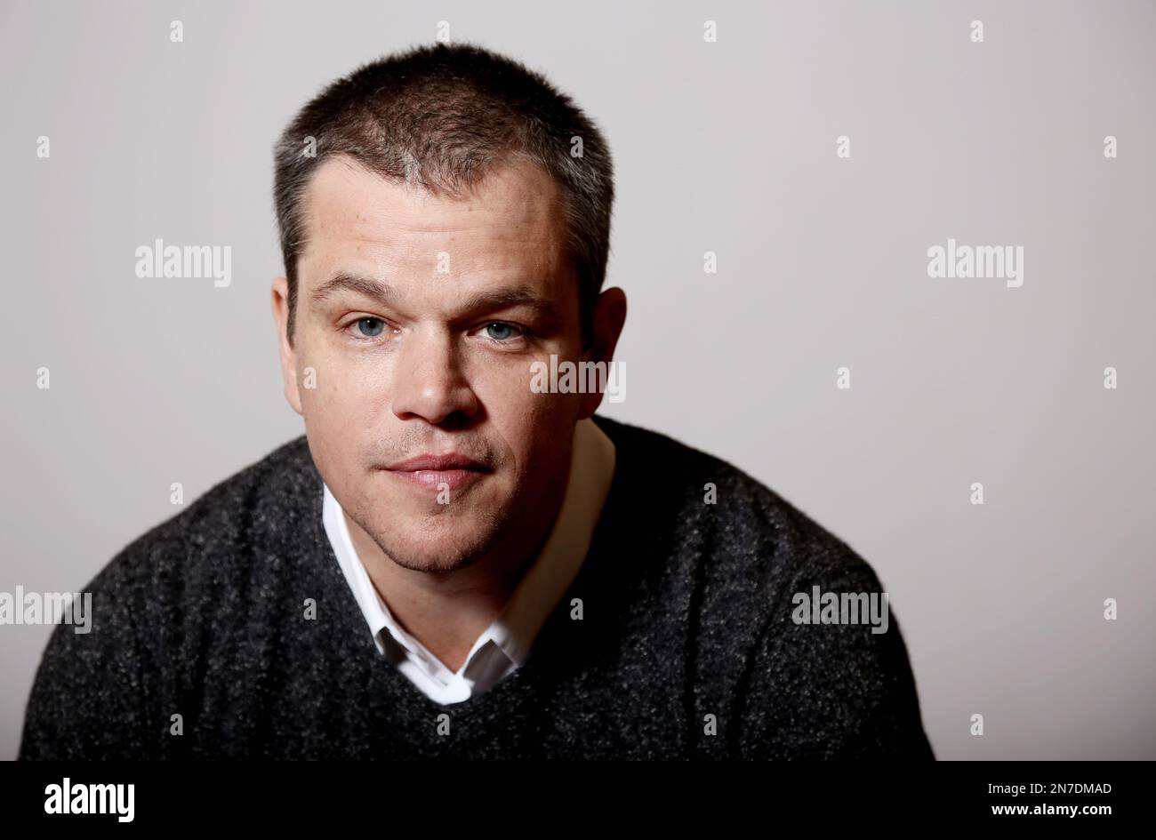 Actor Matt Damon, from the HBO film "Behind the Candelabra", poses for ...