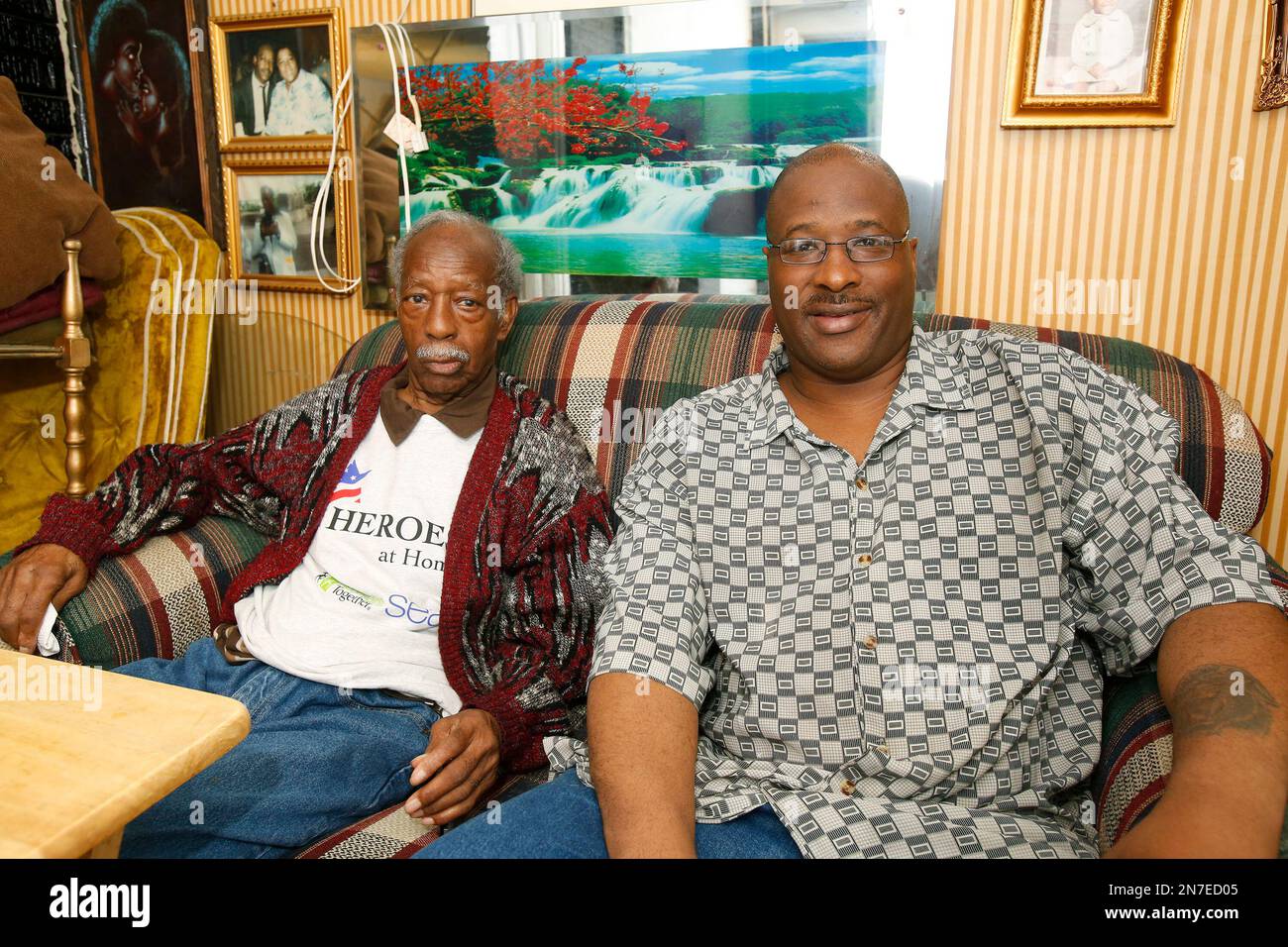 U.S. Airforce veteran Curtis Reed, left, and grandson Clifton Connelly ...