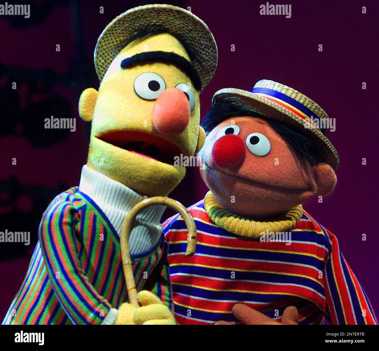 FILE - In this Aug. 22, 2001 file photo, Muppets Bert, left, and Ernie ...