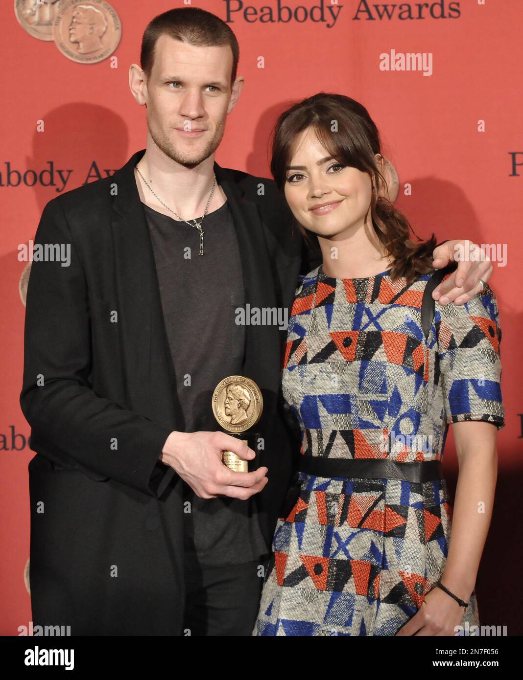 Honorees from the BBC television show "Dr. Who", actor Matt Smith and actress Jenna Coleman ...