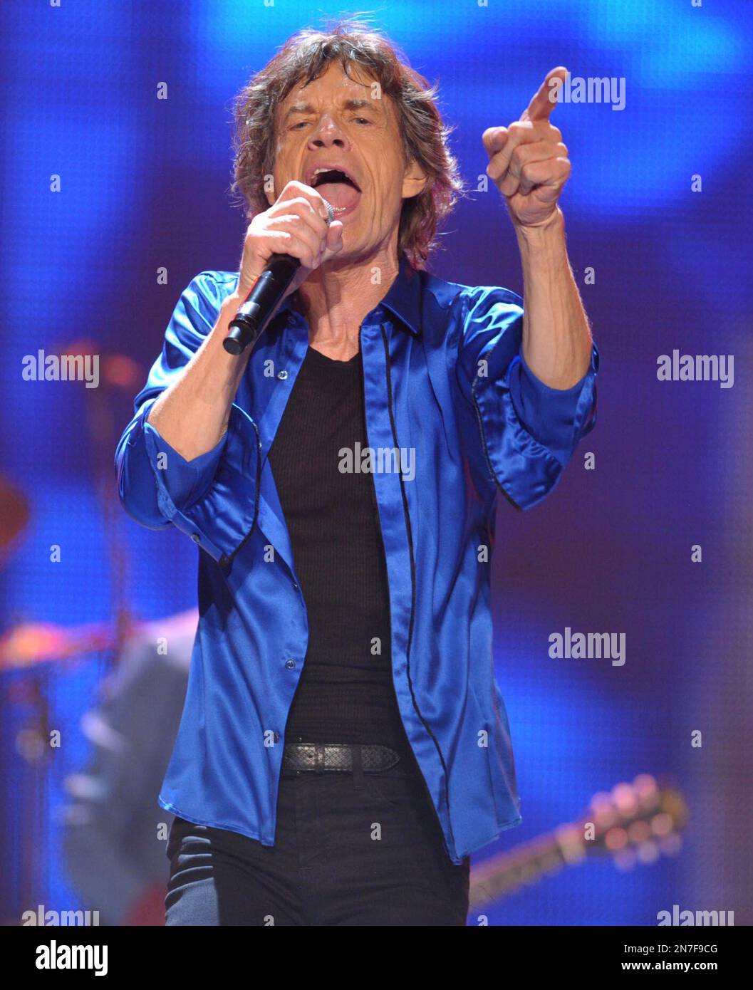 Mick Jagger of the Rolling Stones performs on the "50 & Counting" tour ...