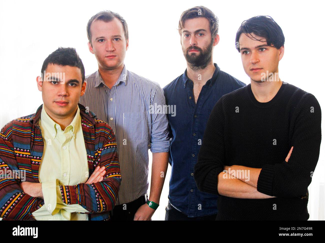 This March 14, 2013 photo shows members of the band Vampire Weekend ...