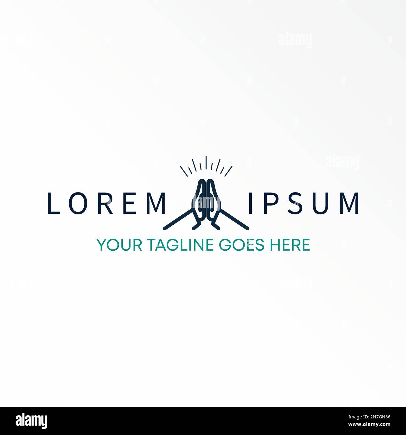 Linienart Strahl und Hände beten Bild Symbol Symbol Logo Design ...