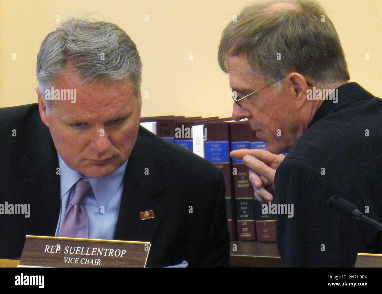 Kansas House Appropriations Committee Chairman Marc Rhoades, left, a ...