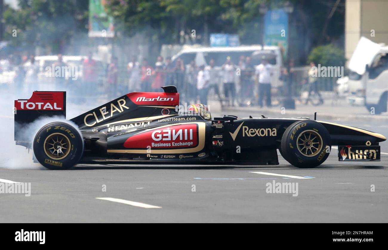 Lotus Formula One junior driver Marlon Stockinger steers his race car ...