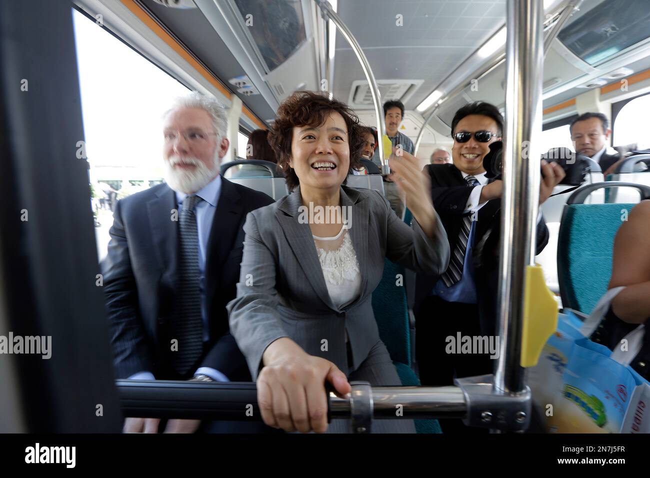 BYD Motors president Stella Li, and Lancaster, Calif., Mayor R. Rex ...