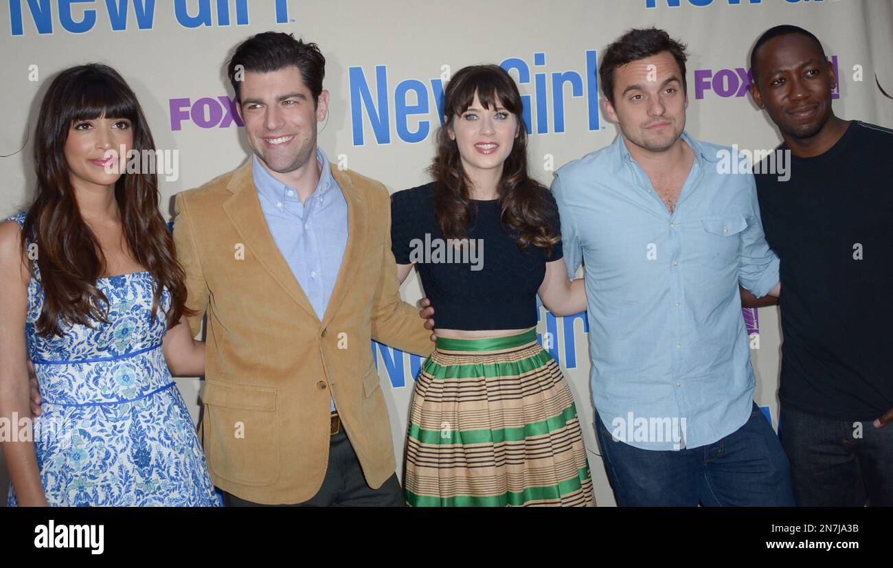 From Left, Hannah Simone, Max Greenfield, Zooey Deschanel, Jake Johnson ...