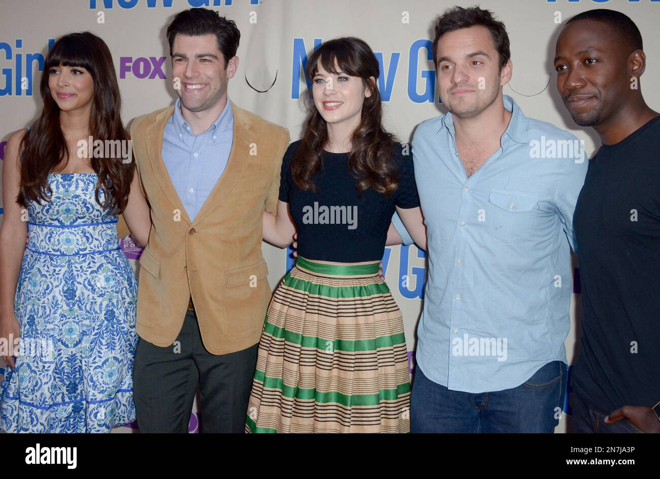 From Left, Hannah Simone, Max Greenfield, Zooey Deschanel, Jake Johnson ...