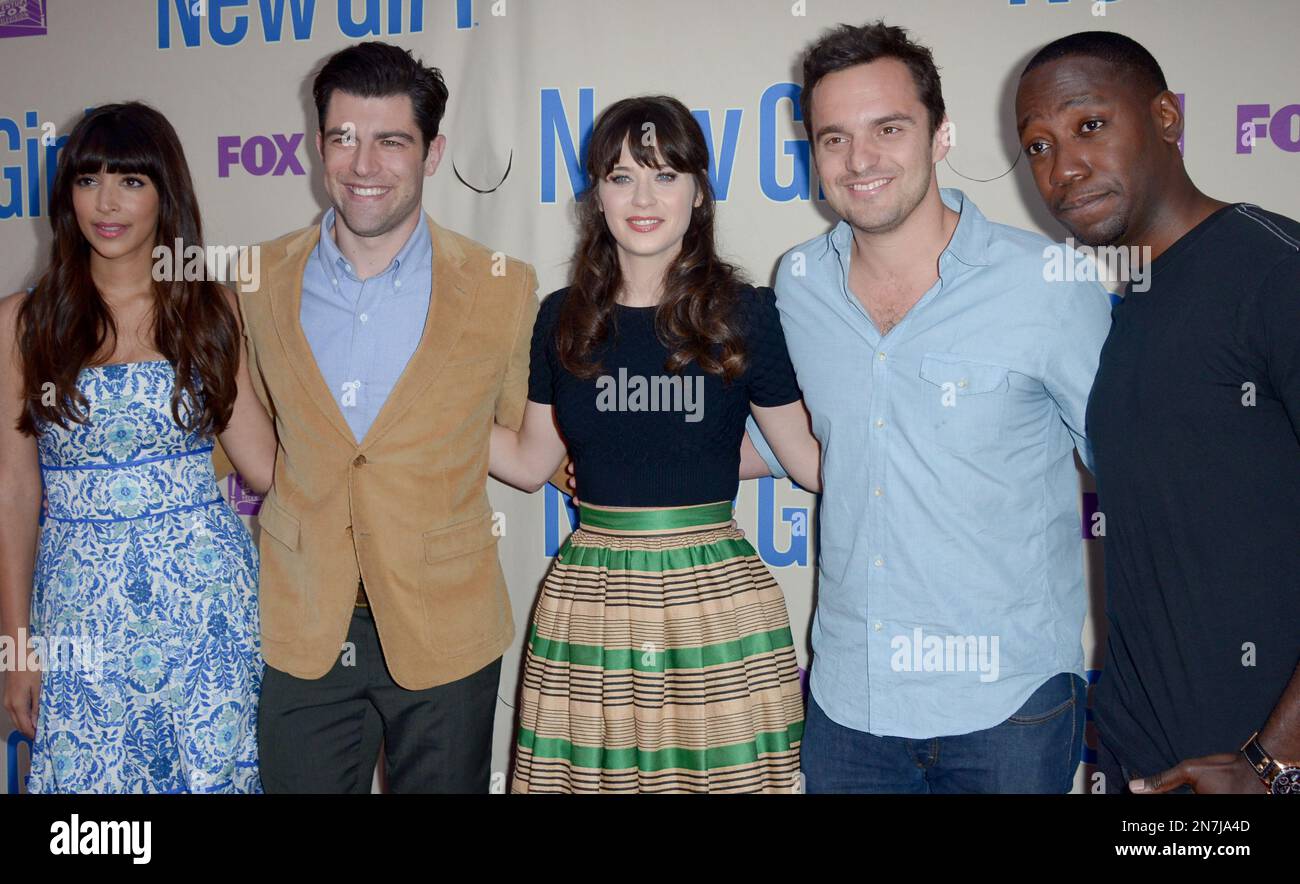 From Left, Hannah Simone, Max Greenfield, Zooey Deschanel, Jake Johnson ...