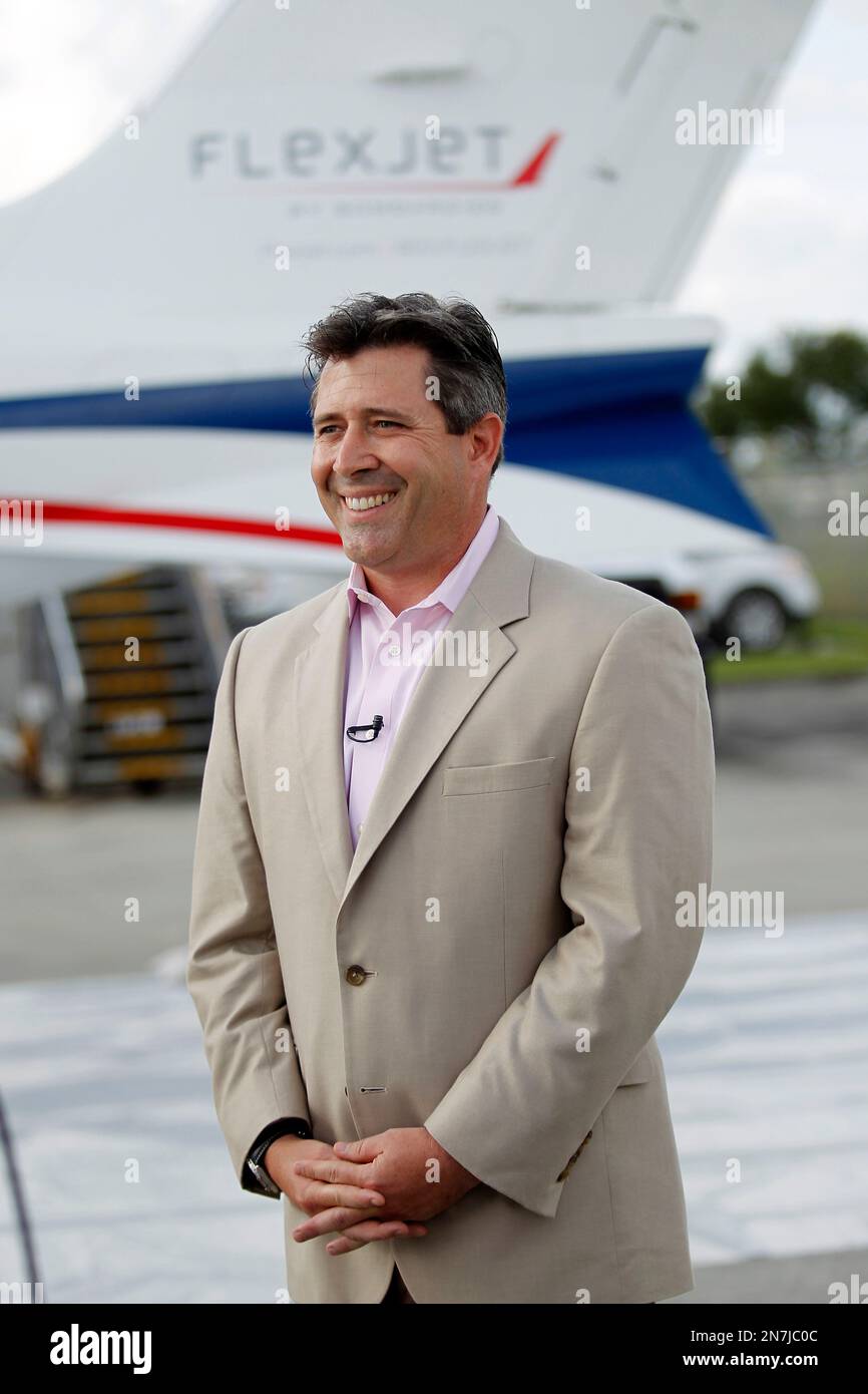 Flexjet's Michael Powers,with the Flexjet’s Learjet 45 XR aircraft engine. The distinctive art ...
