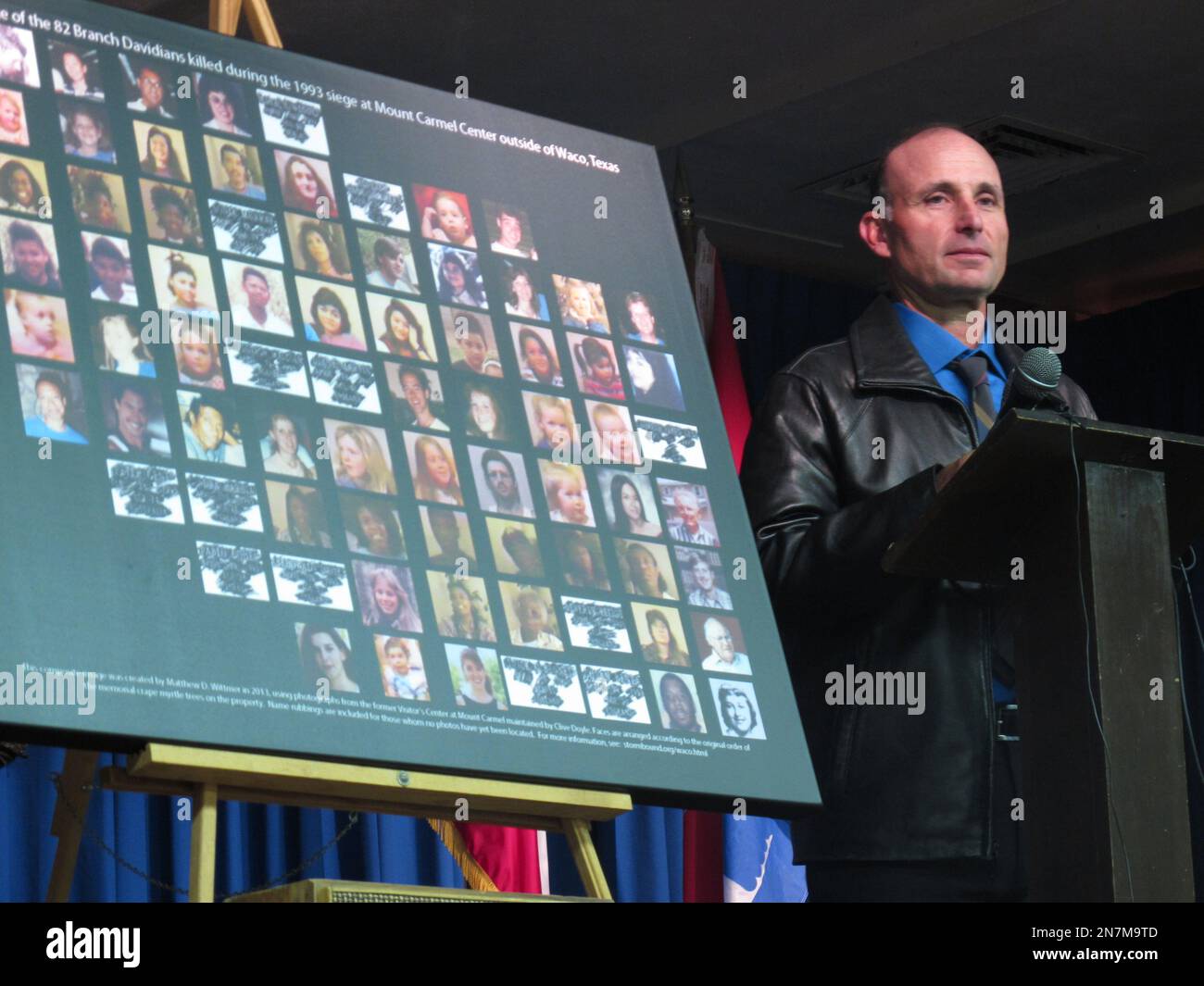 Paul Fatta, standing by photos of the nearly 80 Branch Davidians who ...