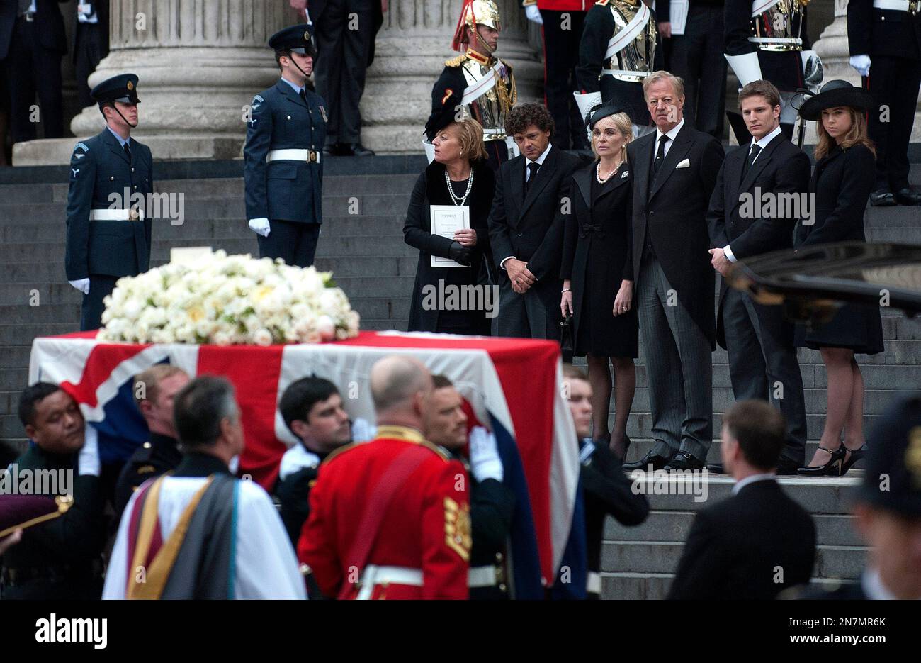 Members of Margaret Thatcher's family from left, daughter Carol ...