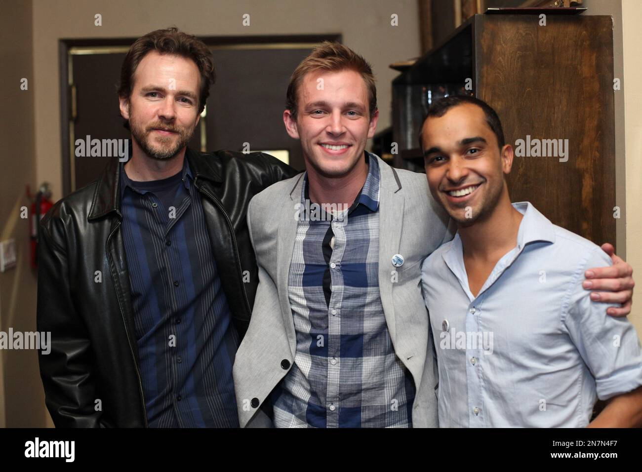 From left, David Shofner, actor Brett Donaldson and Ryan Jackson pose ...