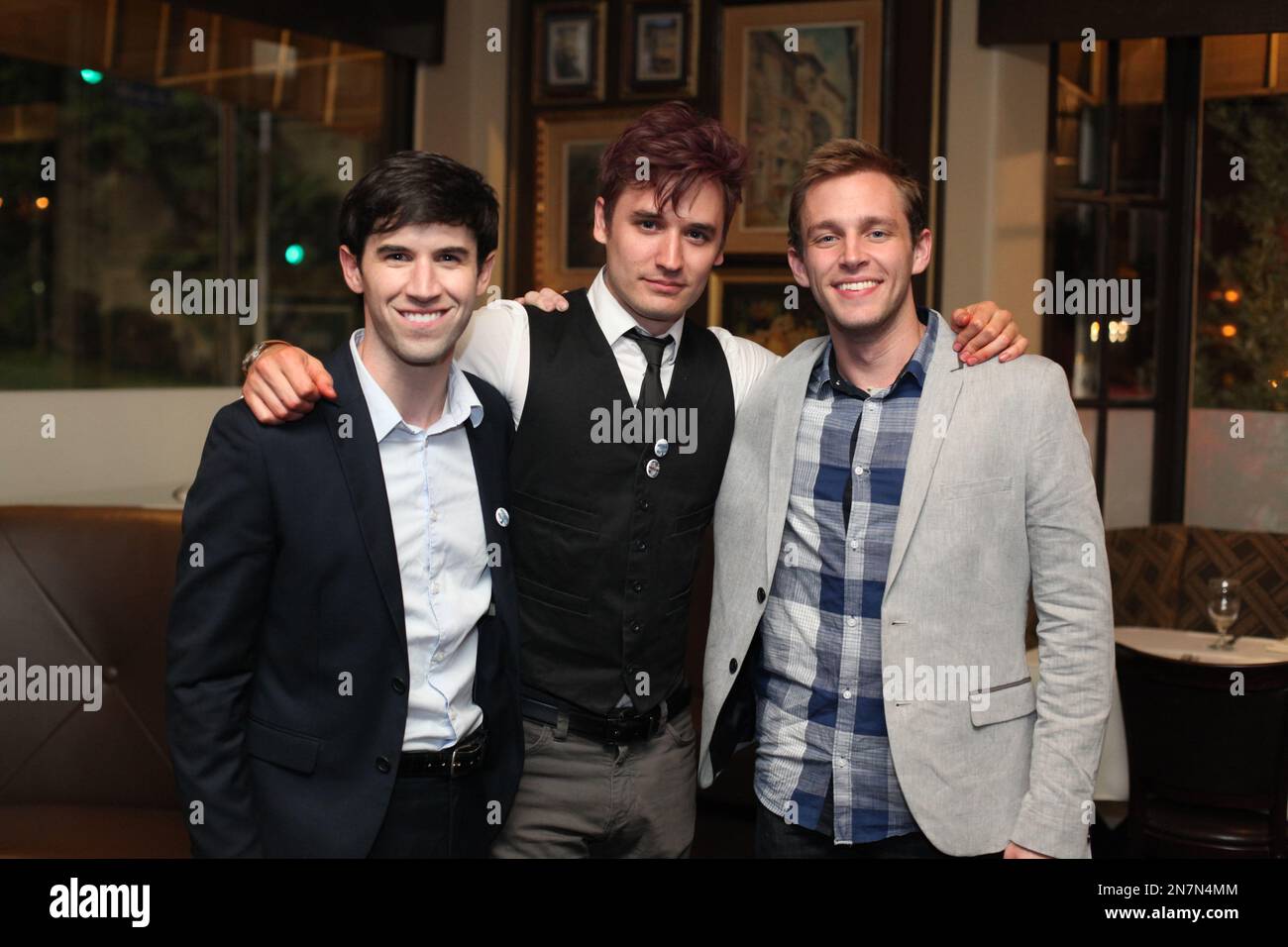 From left, cast members Wyatt Fenner, Seth Numrich and Brett Donaldson pose during the party for ...