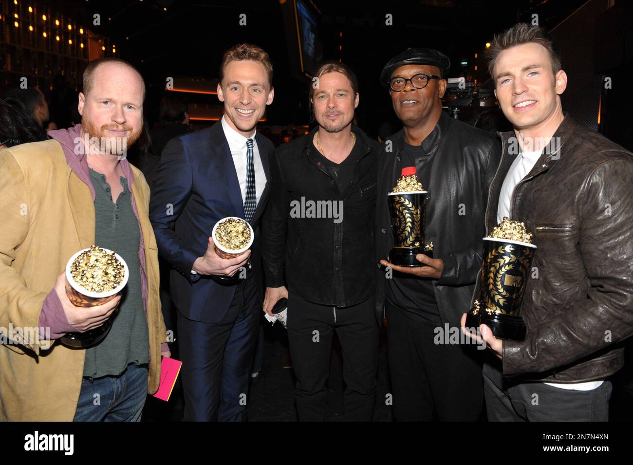 IMAGE DISTRIBUTED FOR MTV - Actor Brad Pitt, center, and from left ...