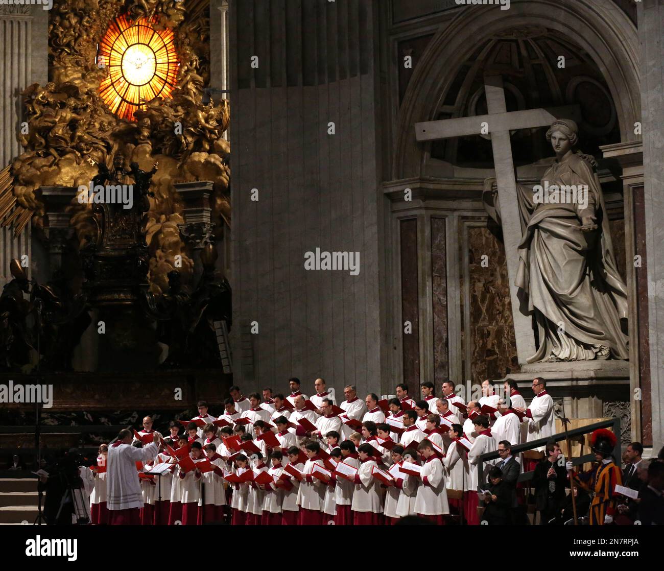 A view of the choir singing during the Passion of Christ Mass, presided ...