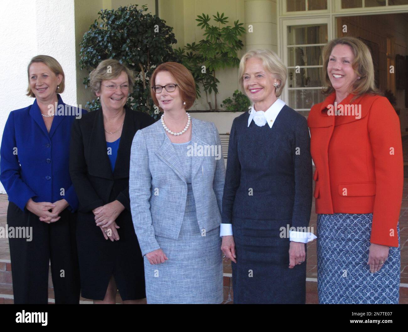 Australian government officials, from left, ministers Sharon Bird and ...