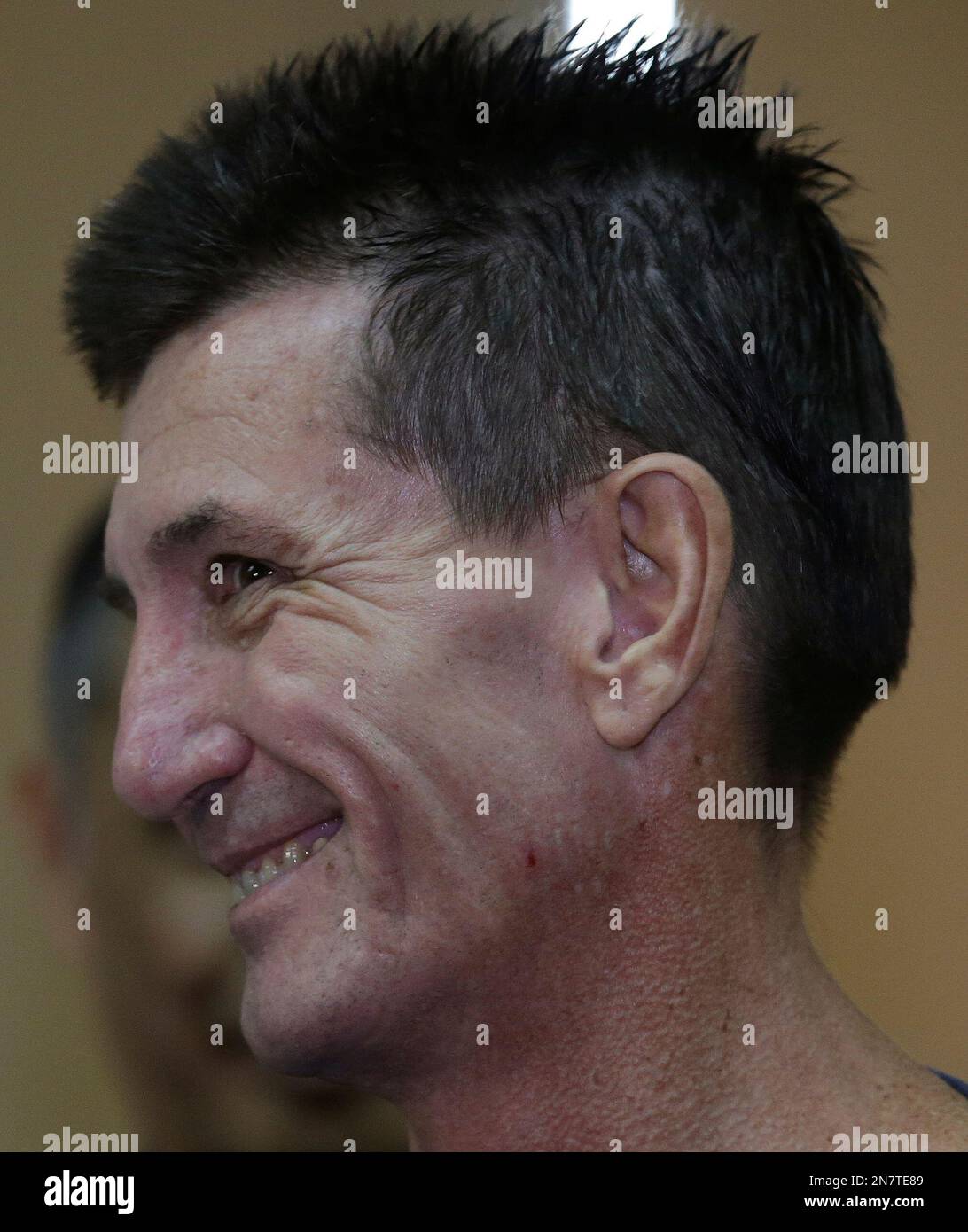 Freed Australian hostage Warren Richard Rodwell smiles as he arrives to ...