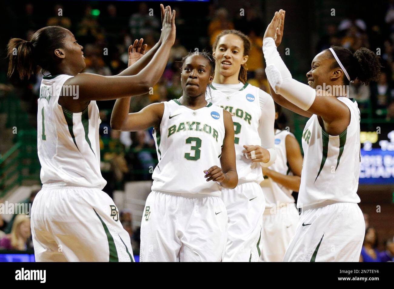Baylor's Kimetria Hayden (1), Jordan Madden (3), Brittney Griner, rear ...