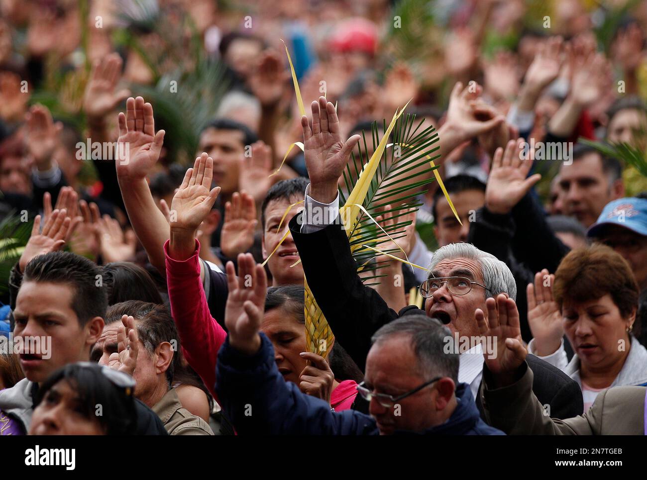 Faithful pray during a Palm Sunday Mass at the Baby Jesus Church in ...