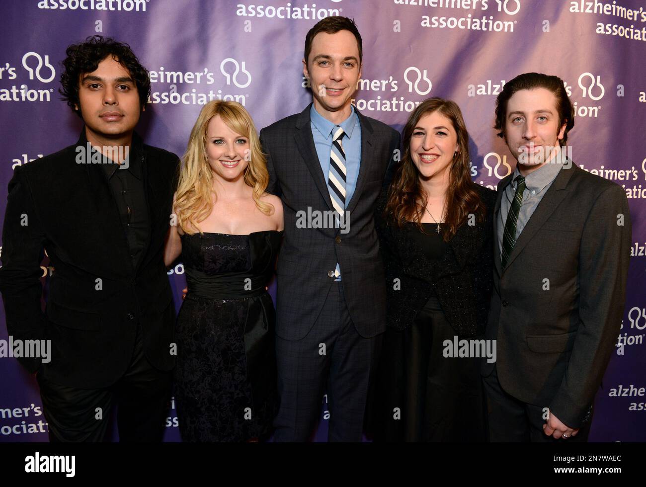 From left, actors Kunal Nayyar, Melissa Rauch, Jim Parsons, Mayim Bialik and Simon Helberg, from ...