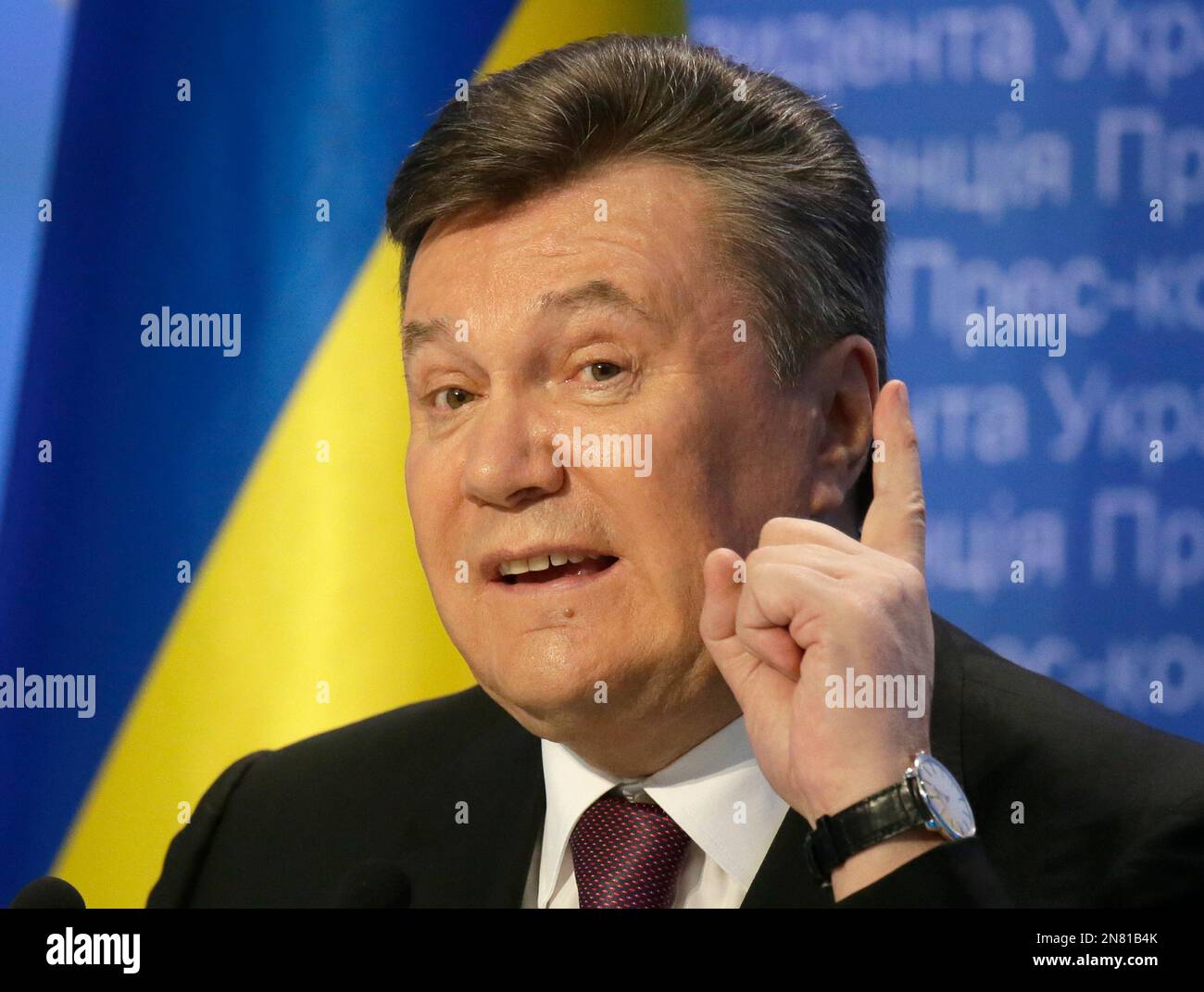 Ukrainian President Viktor Yanukovych speaks during a press conference ...