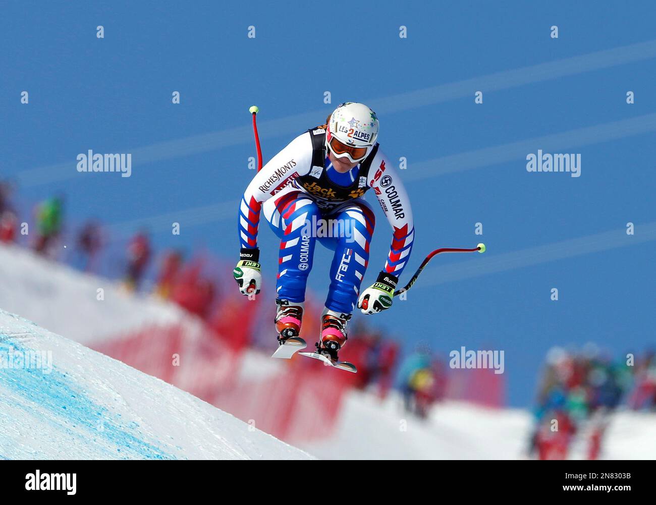 France's Marion Rolland speeds down the course on her way to place ...
