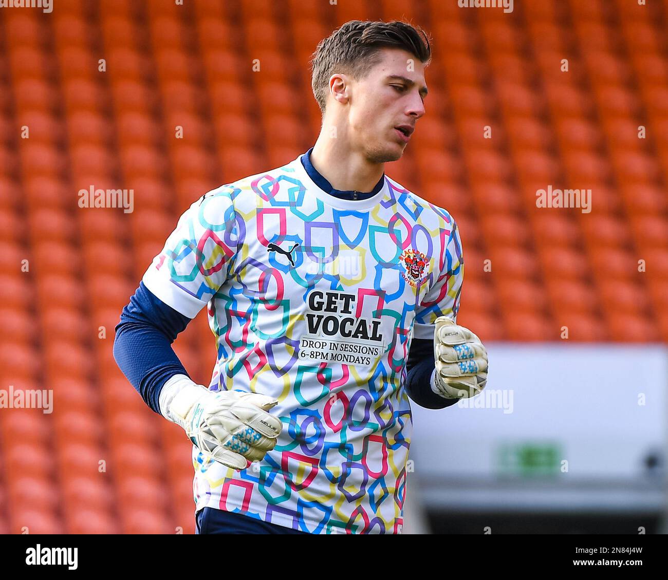 Stuart Moore #13 von Blackpool vor dem Sky Bet Championship-Spiel ...