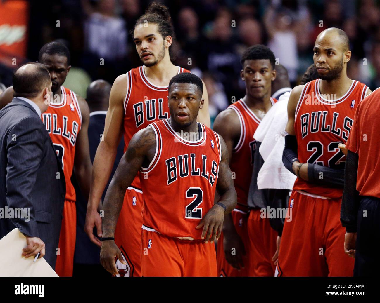 From left, Chicago Bulls center Joakim Noah, guard Nate Robinson (2 ...