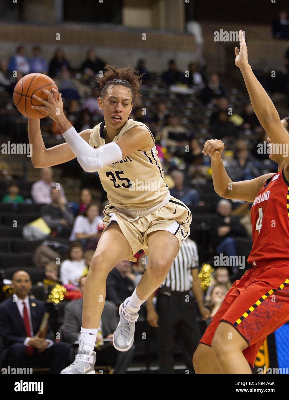 Wake Forest's Dearica Hamby(25) catches the pass with Maryland's Malina ...