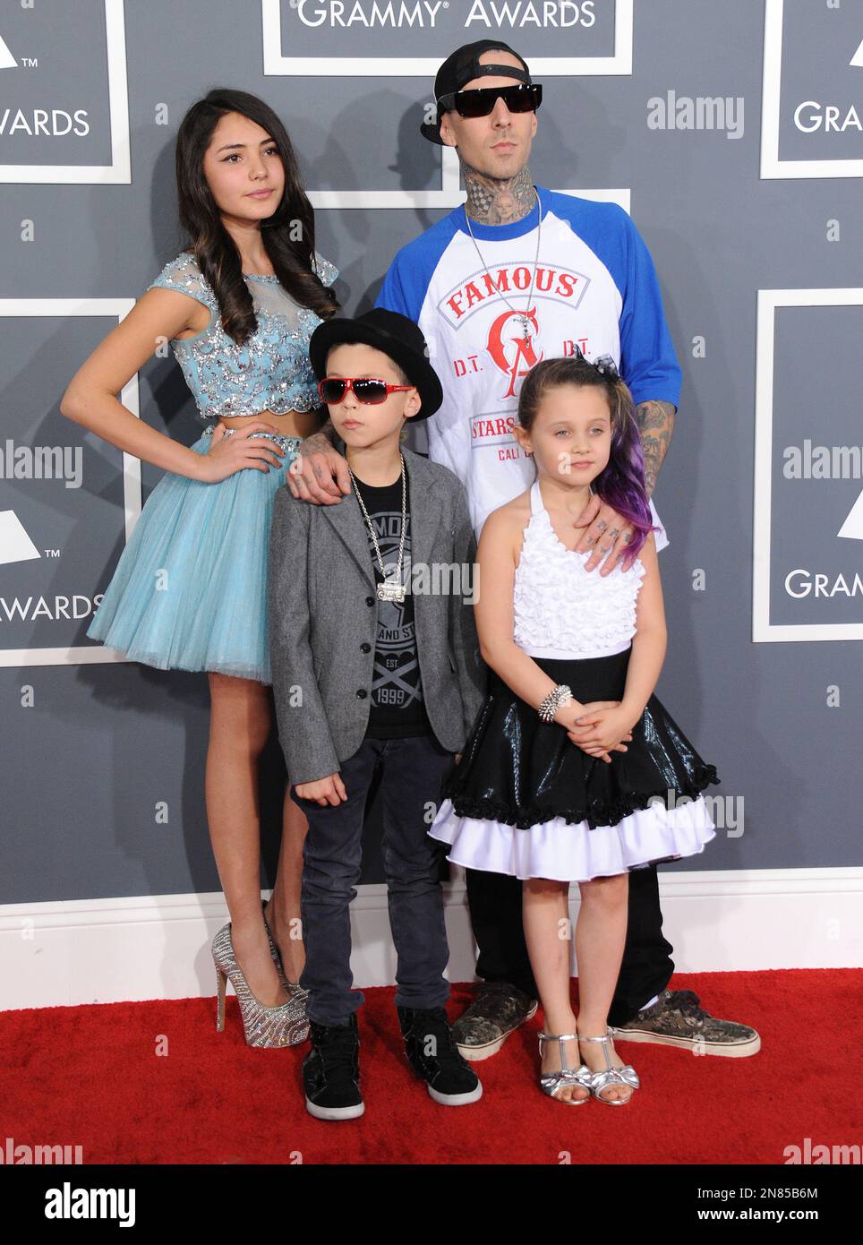 From left, Atiana de la Hoya, Landon Asher Barker, Travis Barker and ...