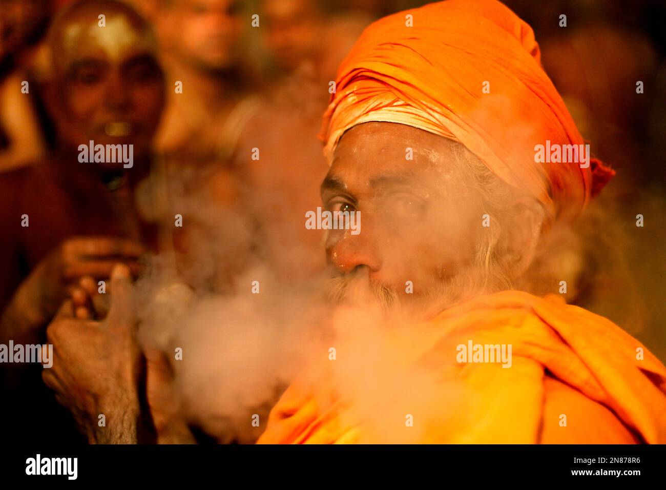 In this late Wednesday, Jan. 30, 2013 photo, an Indian Hindu holy man ...