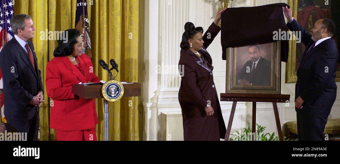 FILE - In this Monday, Jan. 21, 2002 file photo, a painting of the late ...