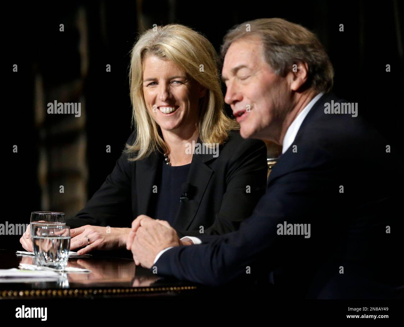 Journalist Charlie Rose, right, makes opening comments as Rory Kennedy ...