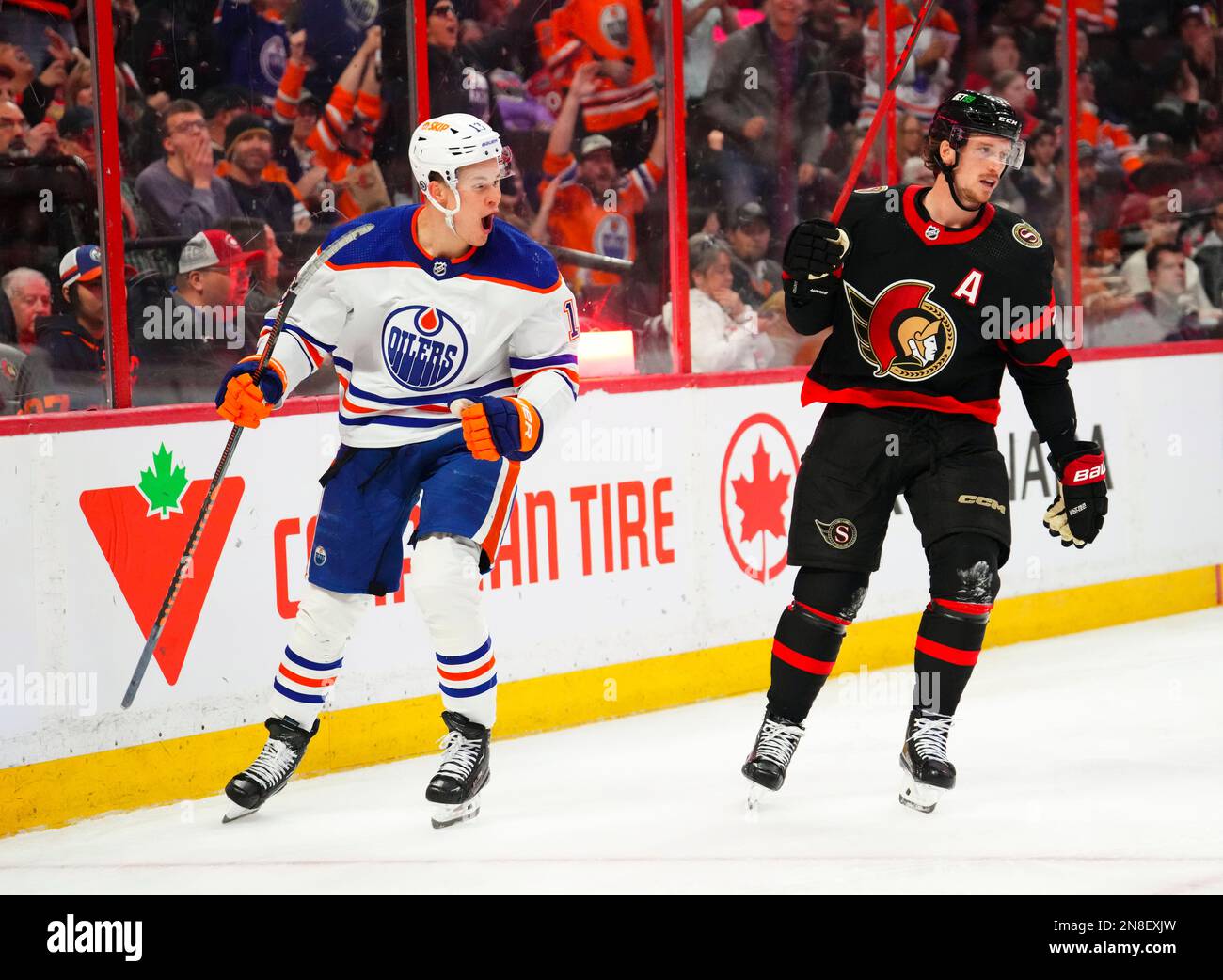 Edmonton Oilers right wing Jesse Puljujarvi (13) celebrates his goal as ...
