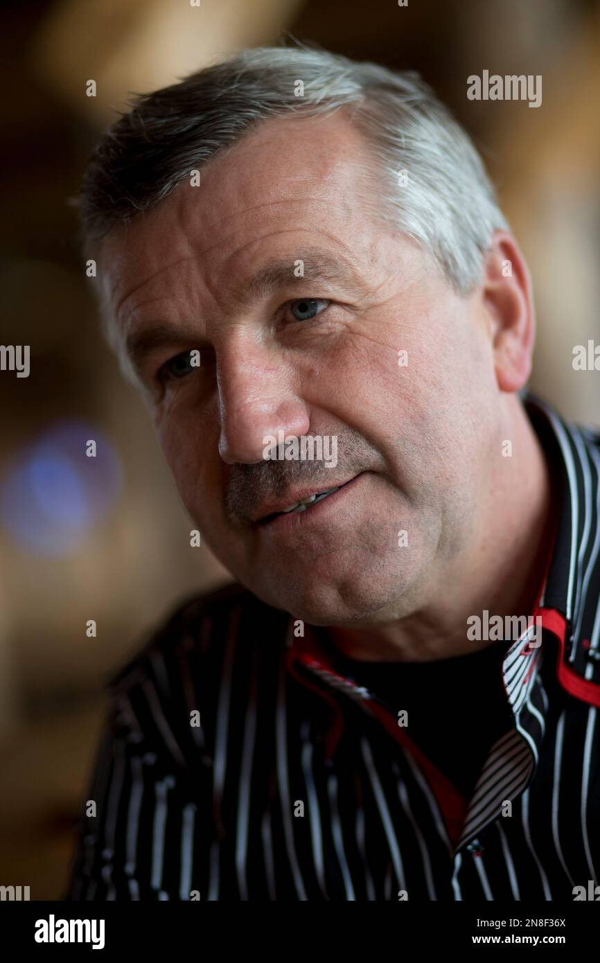 Johan Huibers answers questions during an interview inside the full ...