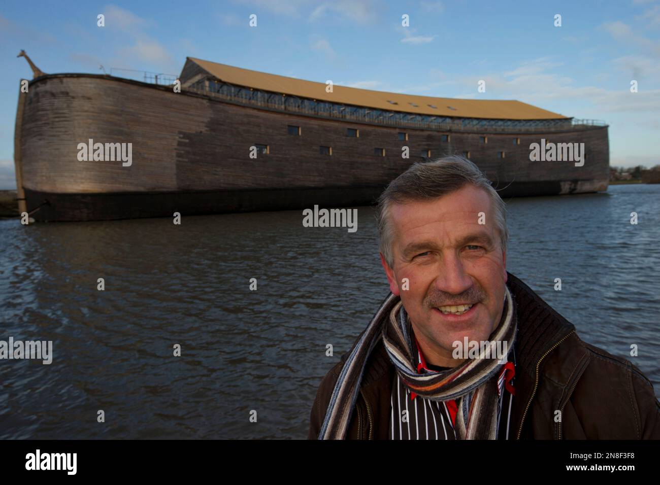 Johan Huibers poses for a portrait in front of the full scale replica ...