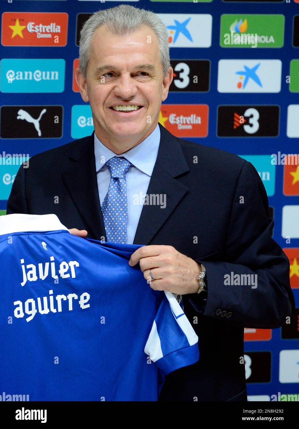 Espanyol's newly signed coach Javier Aguirre from Mexico poses with a ...