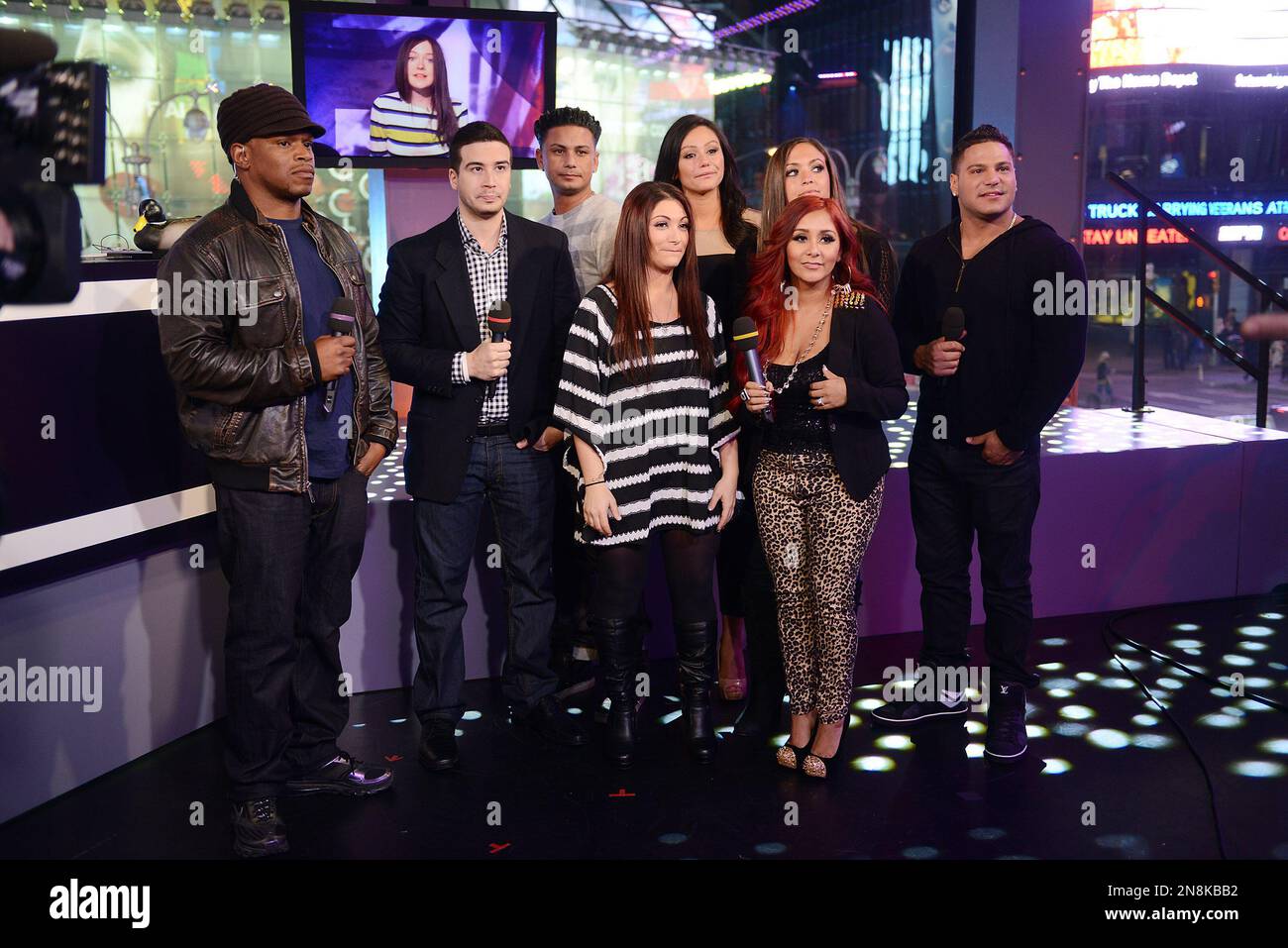 MTV host Sway on left with the cast of Jersey Shore, from right, Ronnie ...