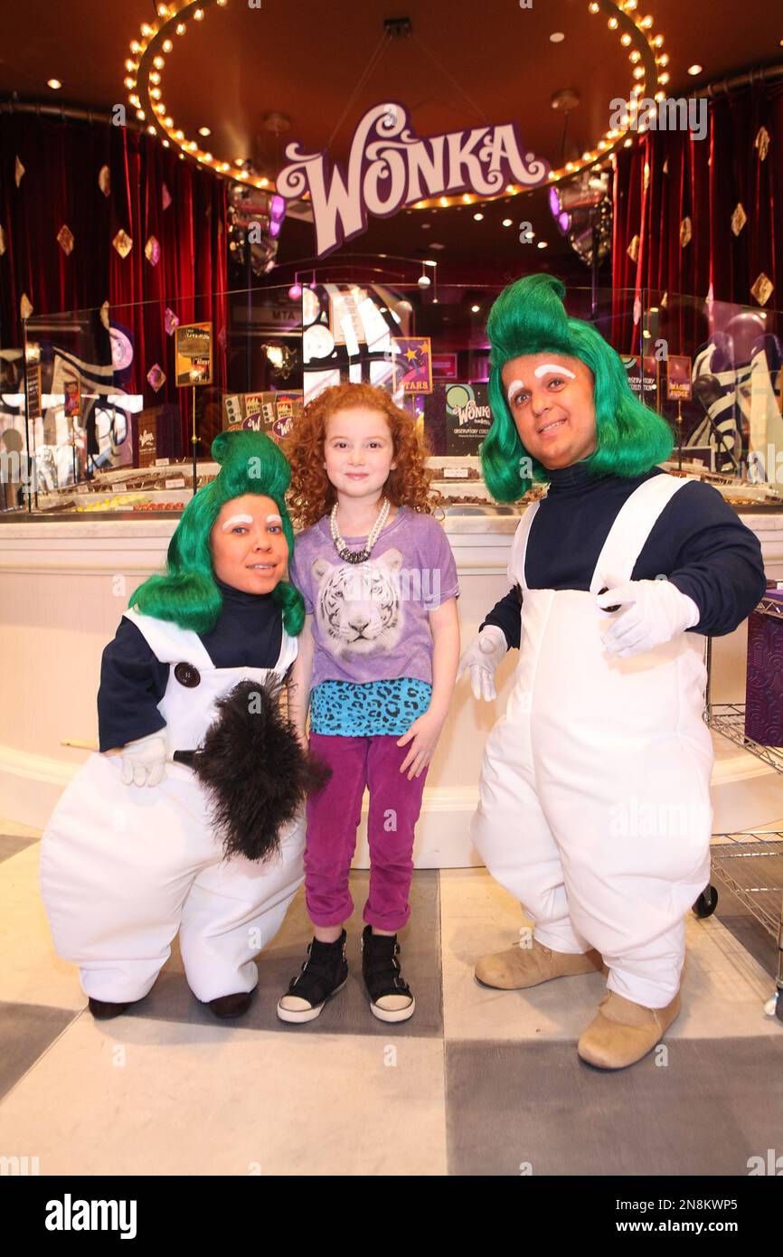 Francesca Capaldi, center, is seen with Wonka's Oompa Loompas at the ...